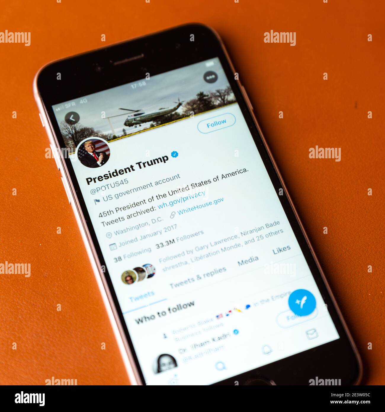 US President Donald Trump official Twitter account Stock Photo - Alamy