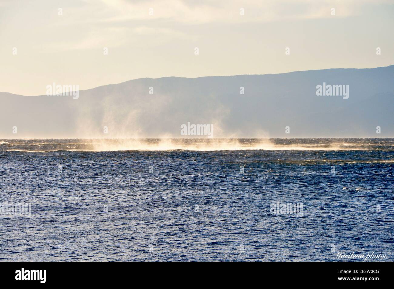 Sea. Strong wind. Visible white crests of the waves from strong north ...