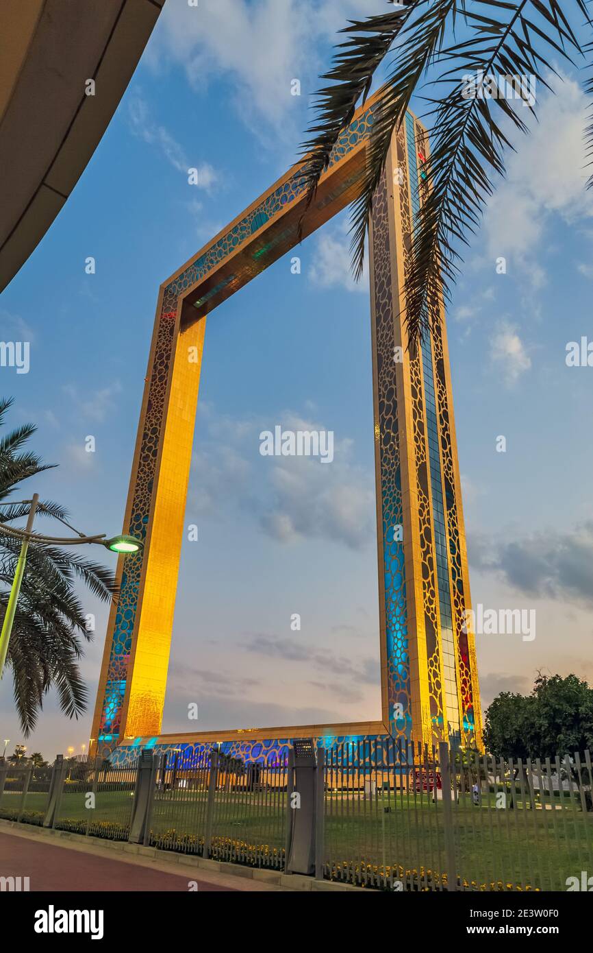 DUBAI, UAE - December 25th, 2020: view of the famous Dubai Frame in ...