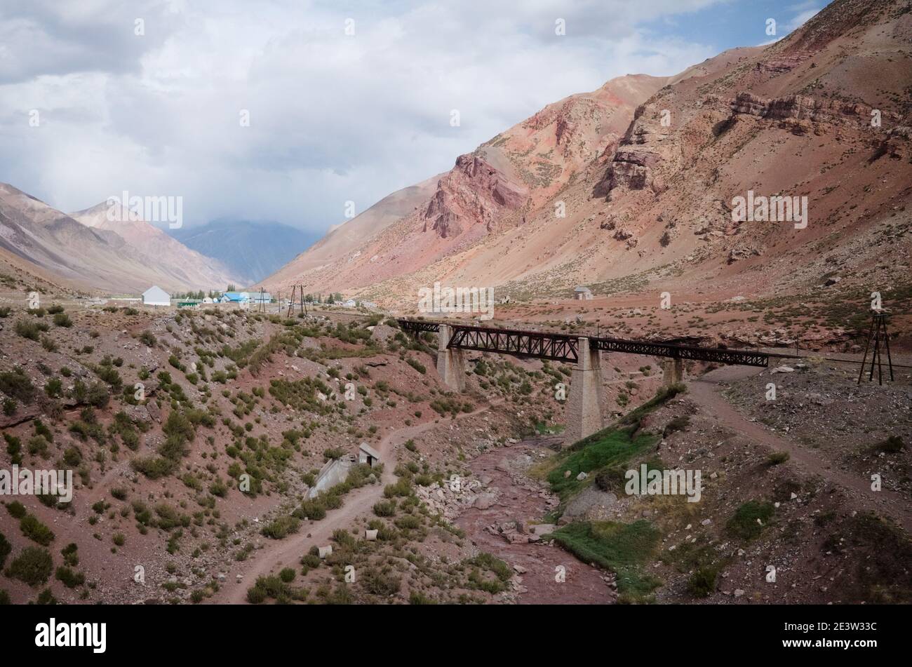 Old abandoned railroad bridge across Las Cuevas River near Puente del ...