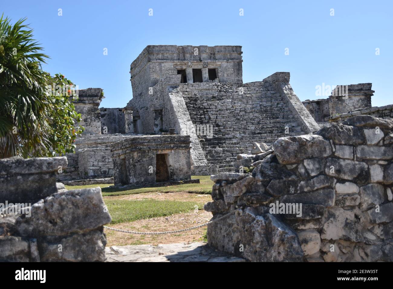 The main building "The Castle" from Tulum, Yucatan, Mexico Stock Photo ...