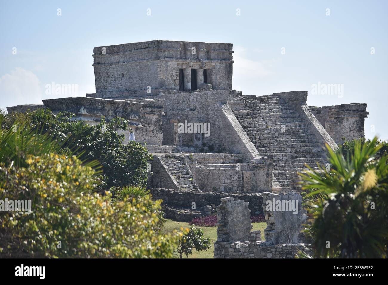 The main building "The Castle" from the ancient Maya city of Tulum ...
