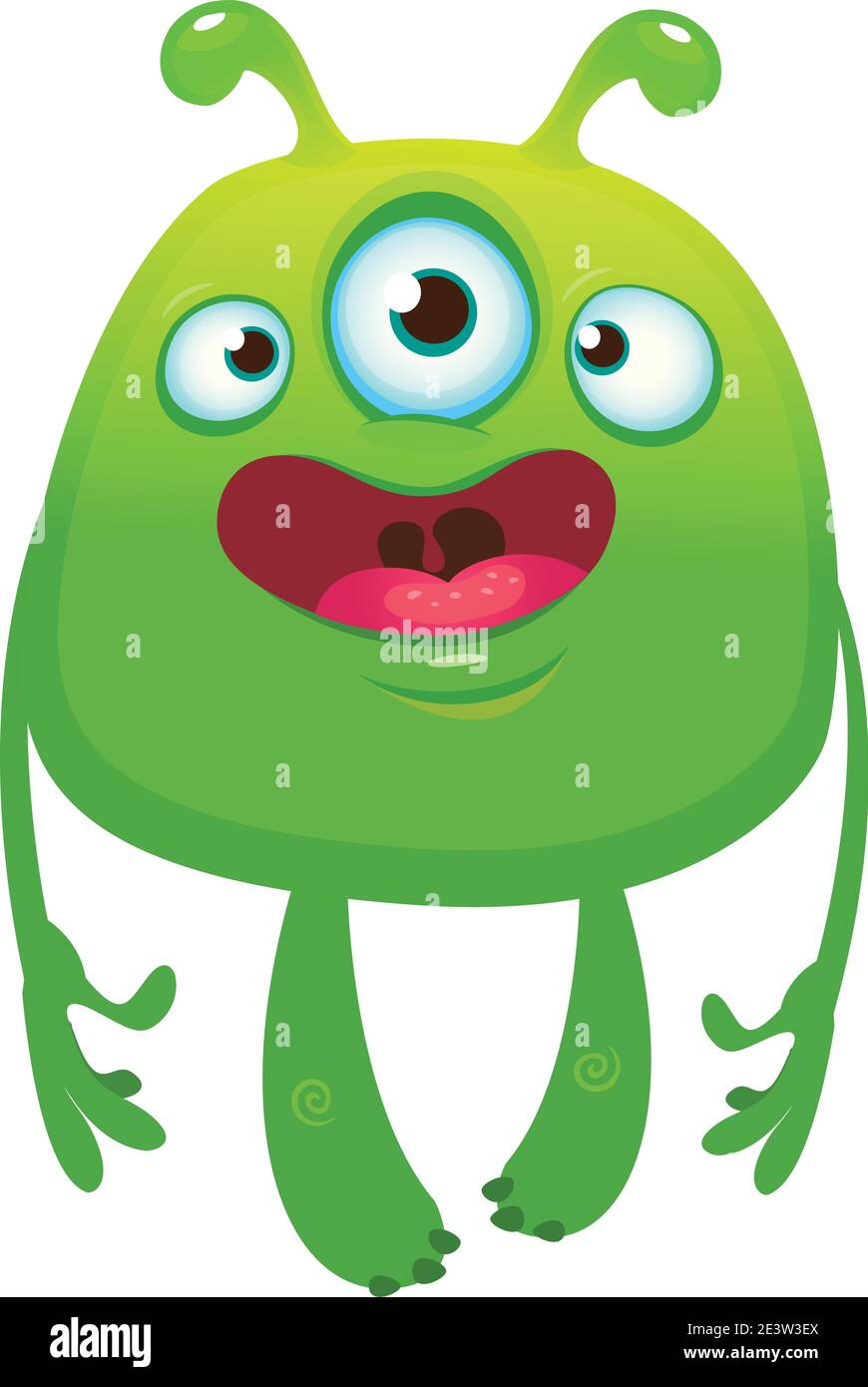 Funny cartoon monster with three eyes. Vector illustration of cute ...