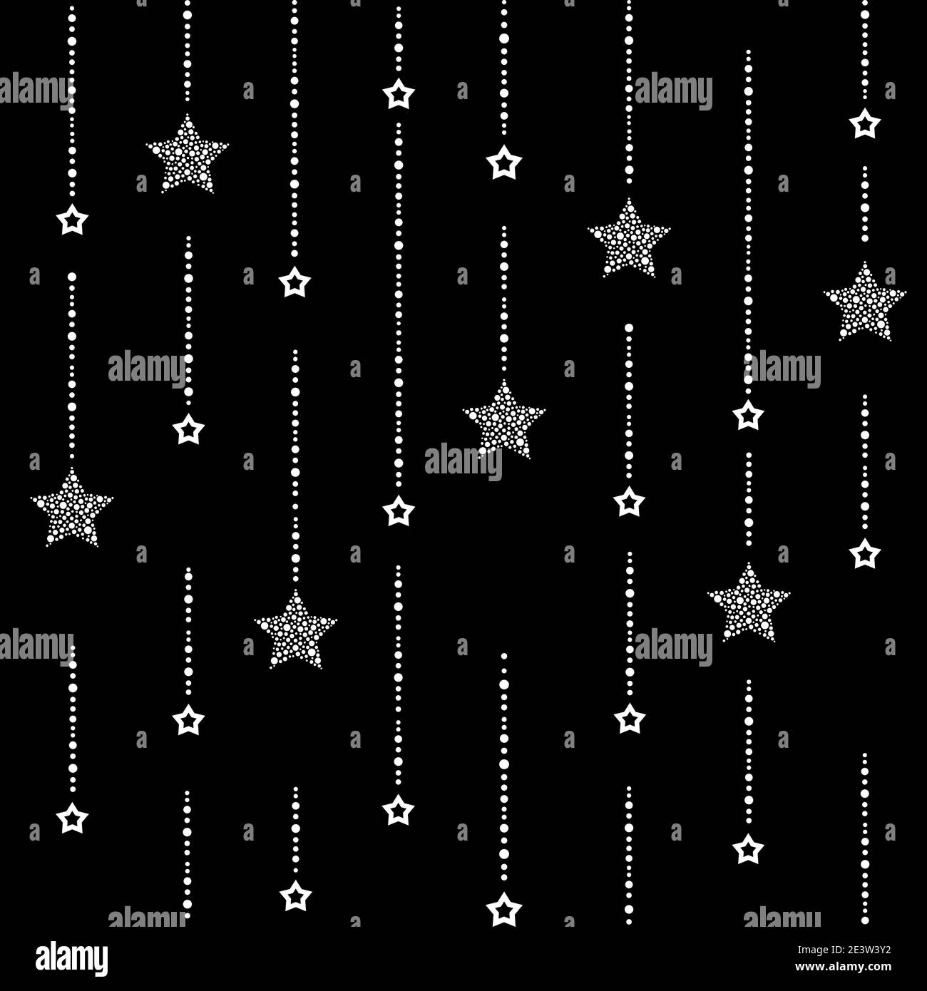 Seamless background with white dots and stars on black background ...