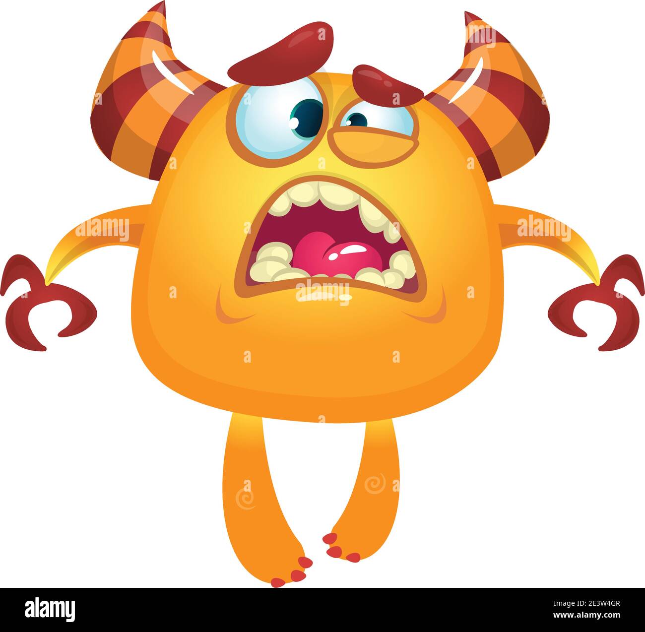 Angry cartoon monster. Vector illustration of cute monster. Halloween ...