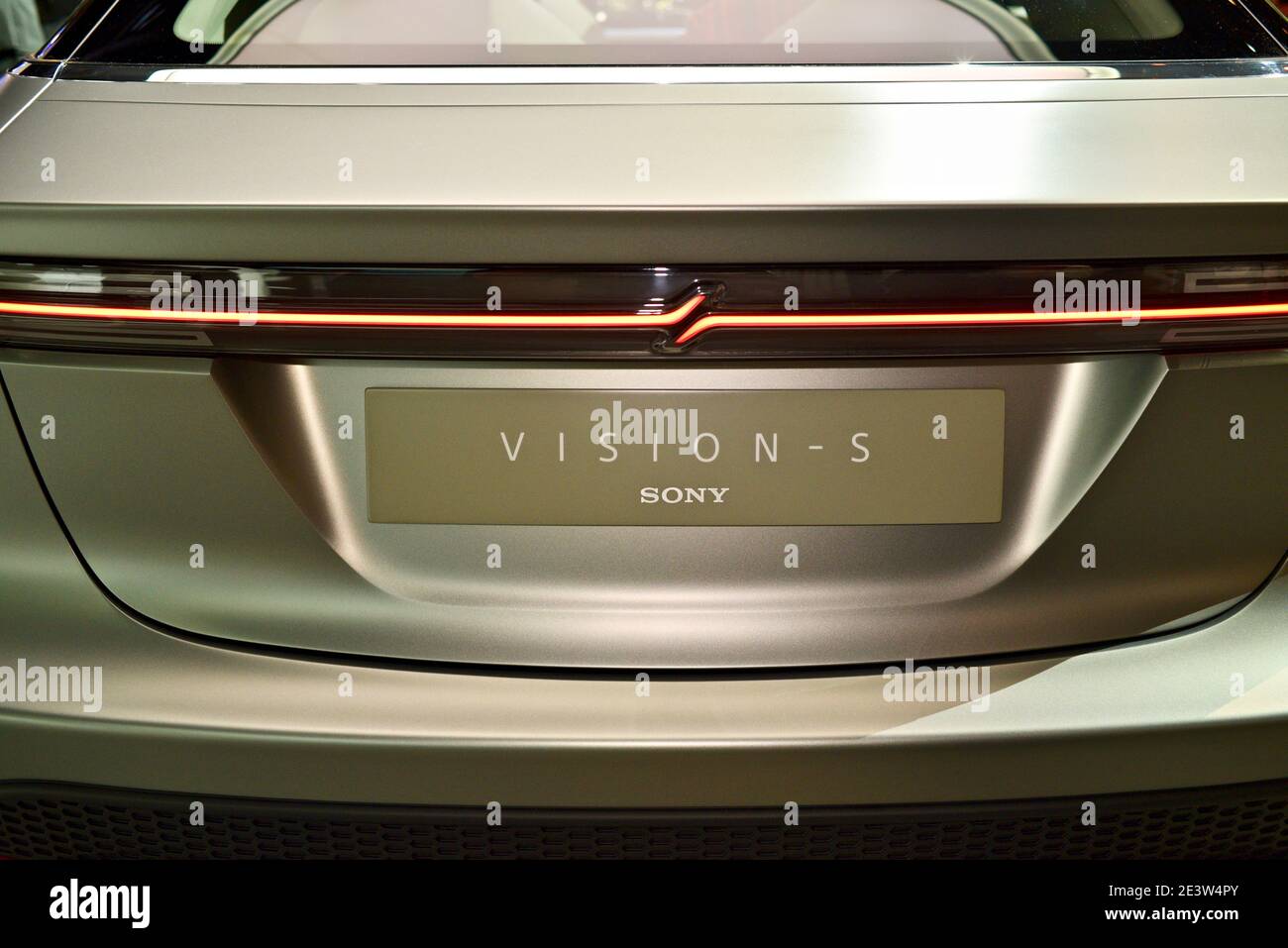 All Electric Sony Vision S Concept Electric Sedan Vehicle On Display At