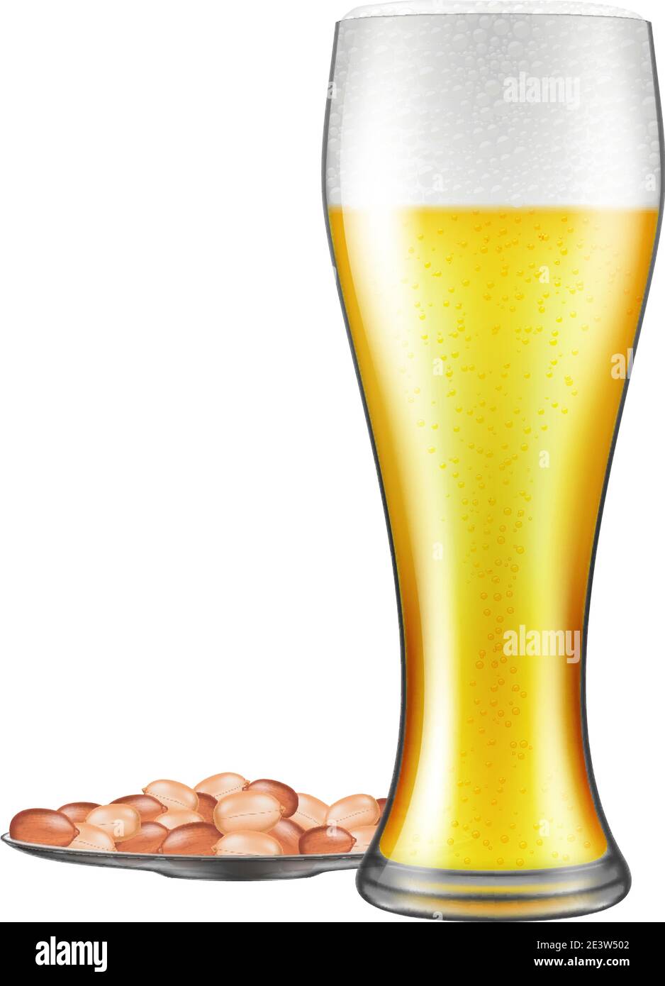 Beer glass and peanuts on a plate. Vector illustration Stock Vector ...