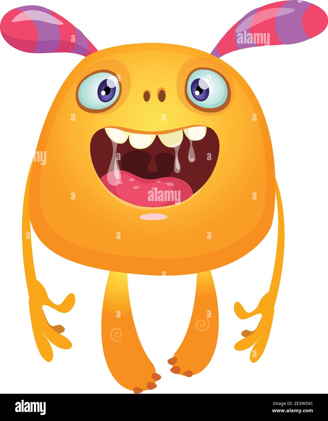 Cute cartoon monster smiling. Vector illustration of funny monster ...