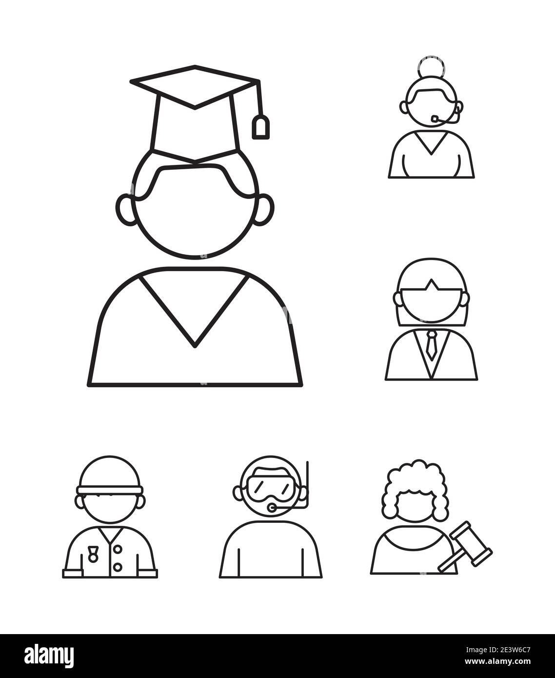 group of six professionals workers with differents occupations vector ...