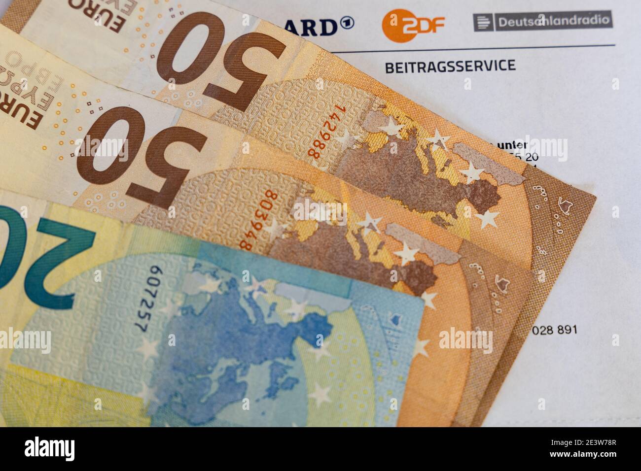 german broadcast fee form and euro notes Stock Photo - Alamy
