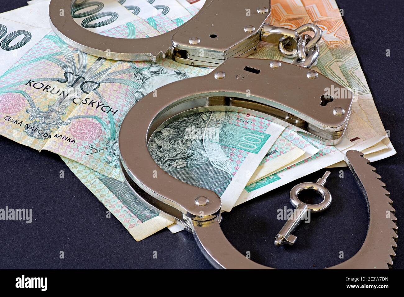 czech crown notes and handcuffs Stock Photo - Alamy