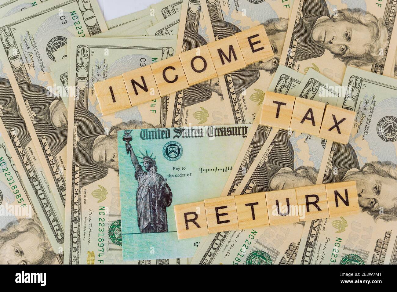 Stimulus economic tax return check of American blank tax forms 1040 on ...