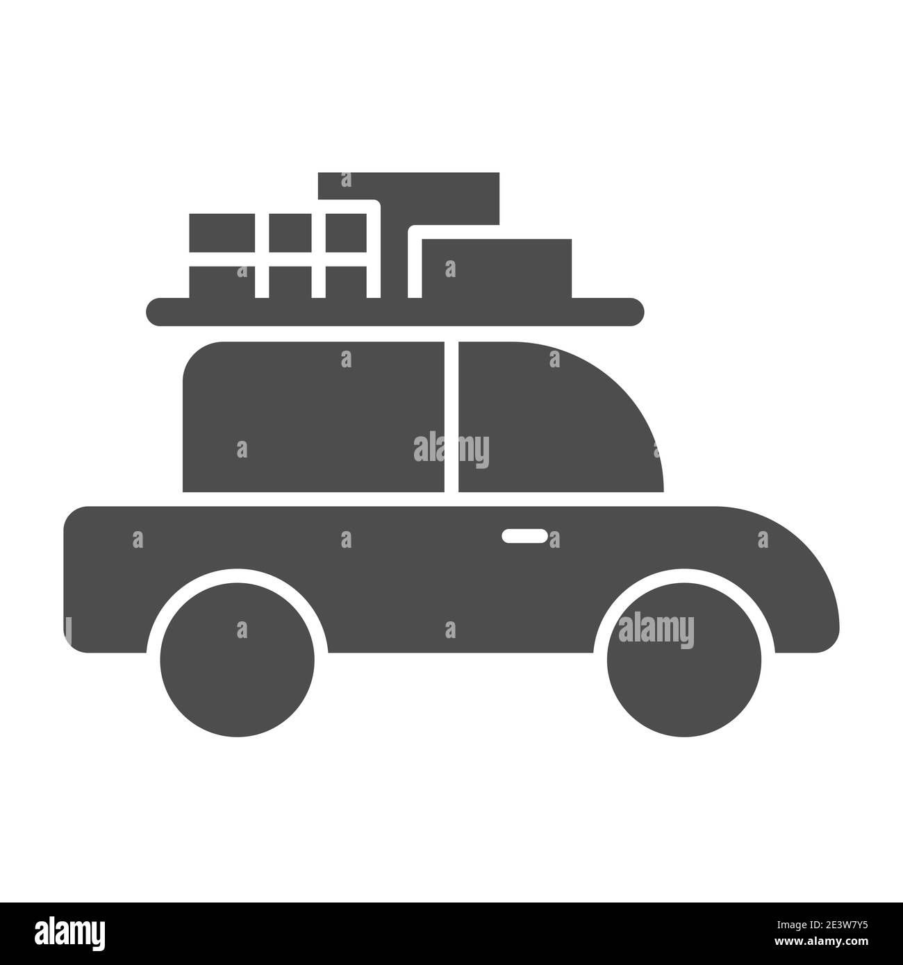 Travel car solid icon, Summer vacation concept, retro car with luggage ...
