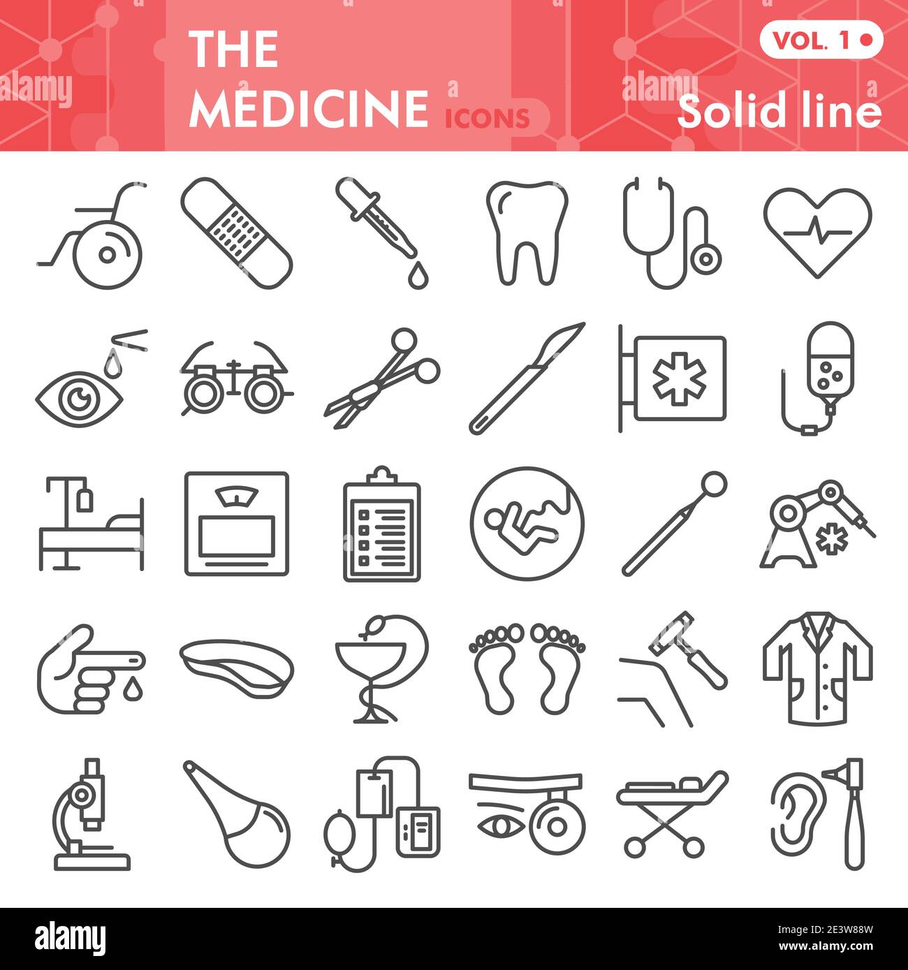 Medicine line icon set, Heath care symbols collection or sketches ...