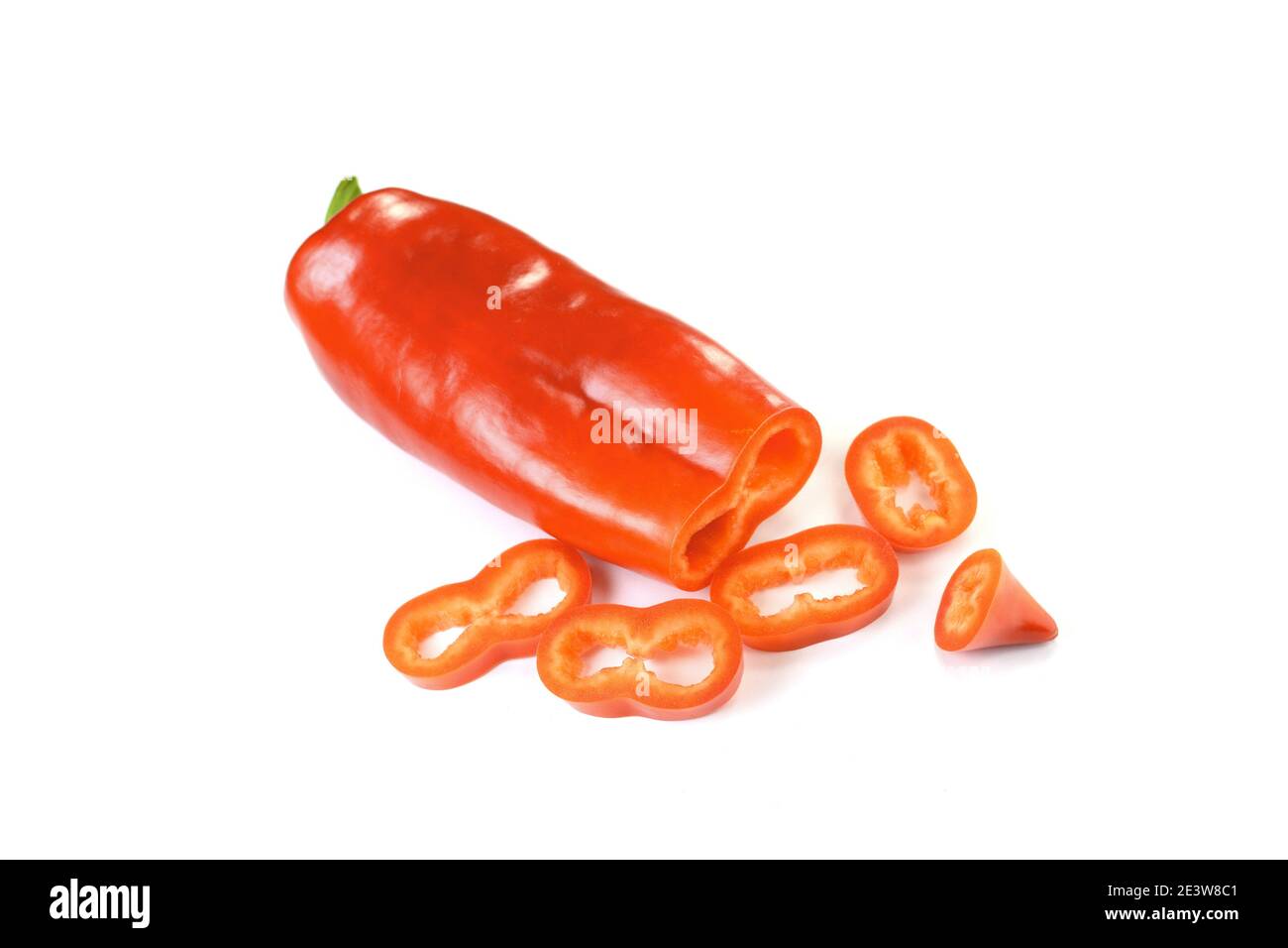 Sliced fresh red paprika isolated on white background Stock Photo - Alamy