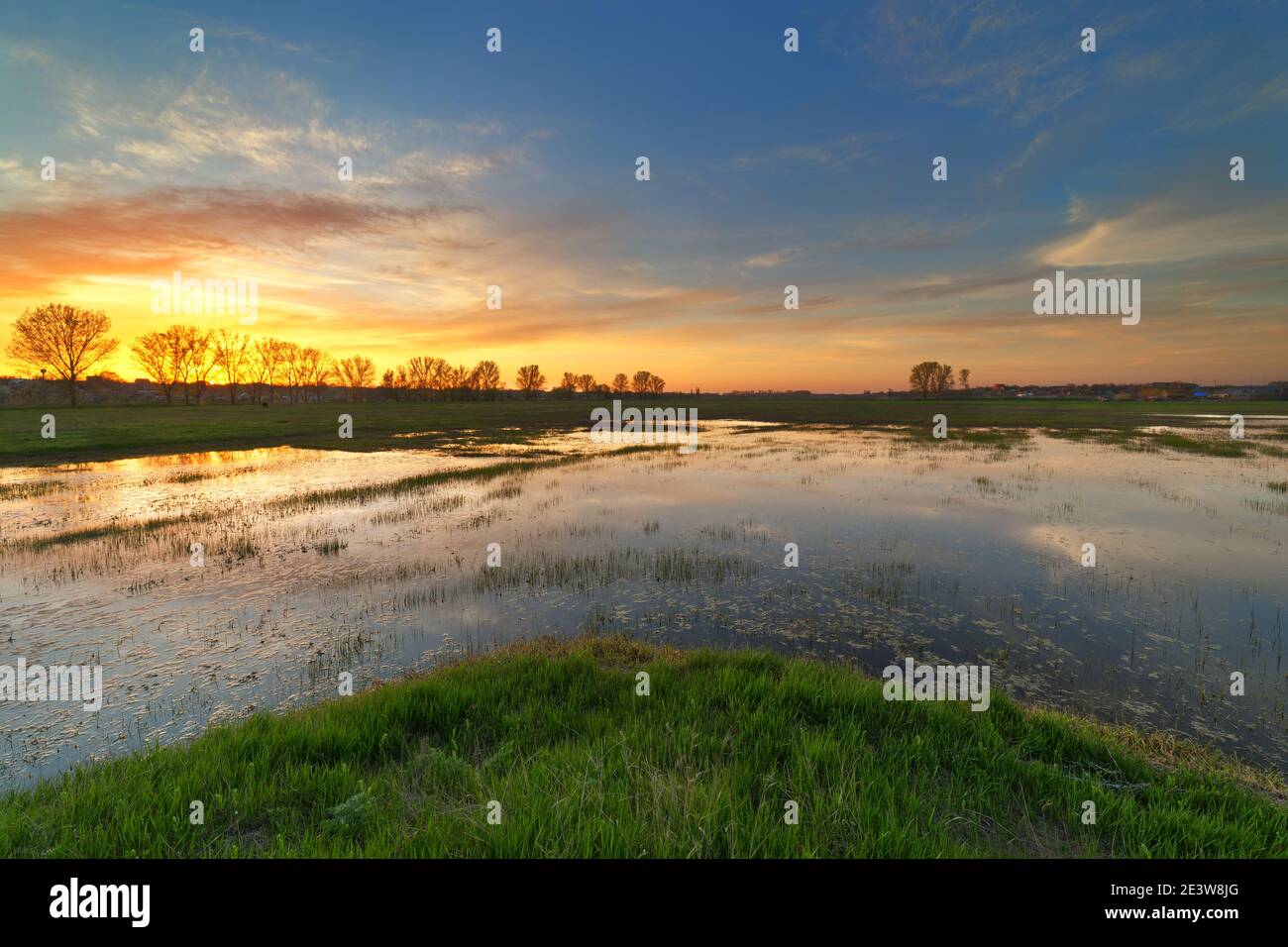 sunset on the river Stock Photo - Alamy
