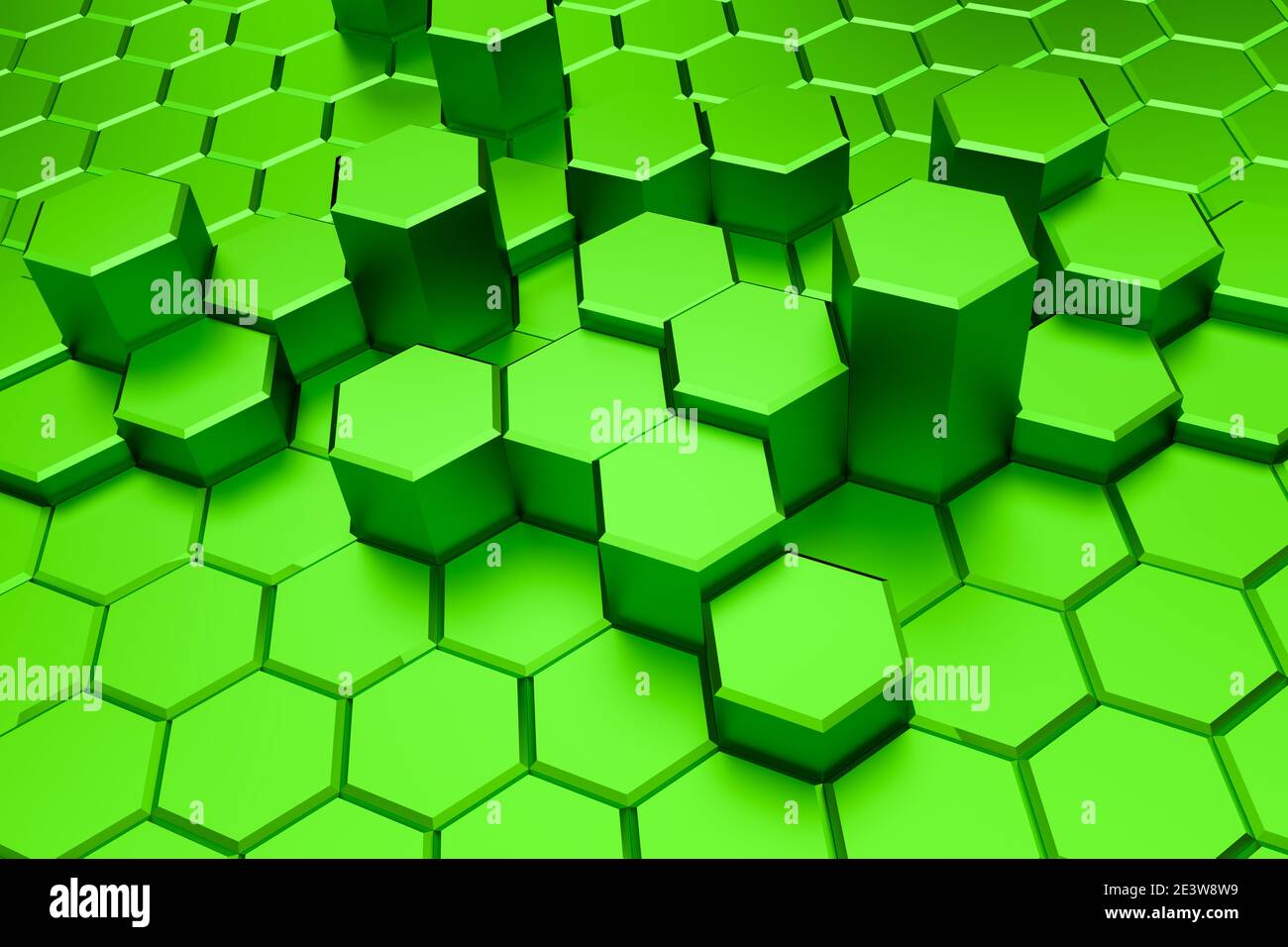 Green hexagon pattern - honeycomb concept. 3D Rendering Stock Photo - Alamy
