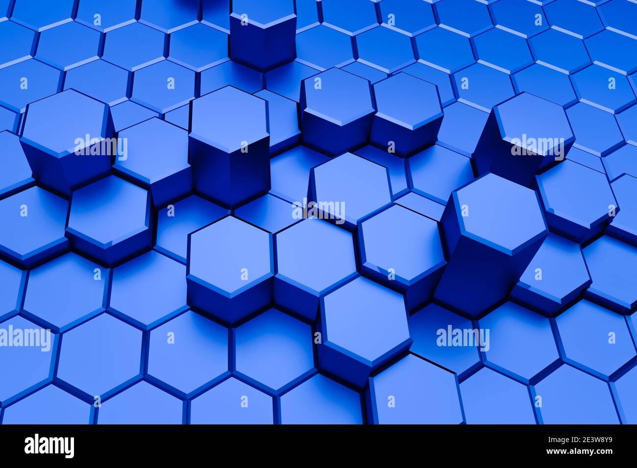 Blue hexagon pattern - honeycomb concept. 3D Rendering Stock Photo - Alamy