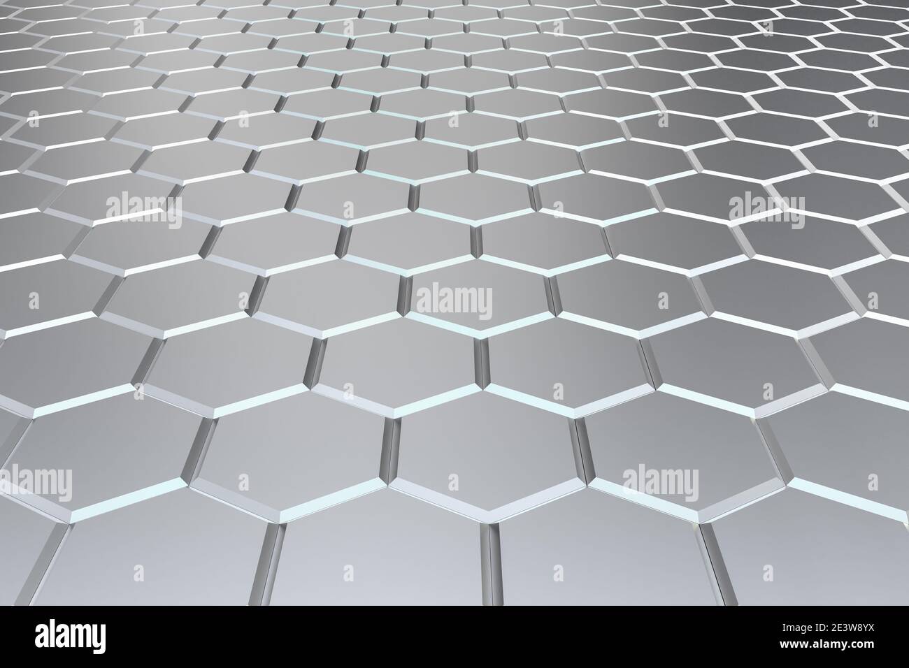 Silver hexagon pattern - honeycomb concept. 3D Rendering Stock Photo ...