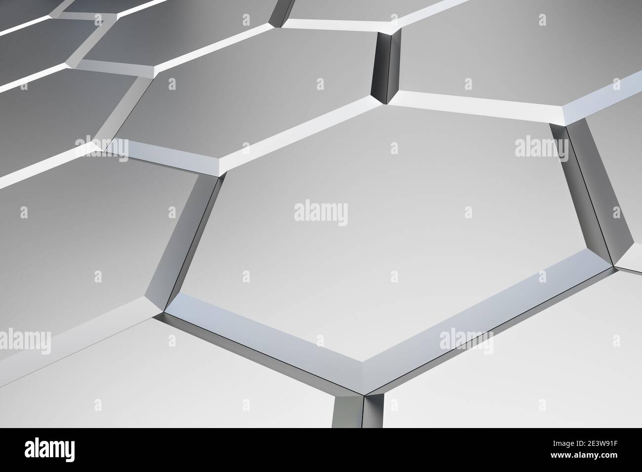 Silver hexagon pattern - honeycomb concept. 3D Rendering Stock Photo ...