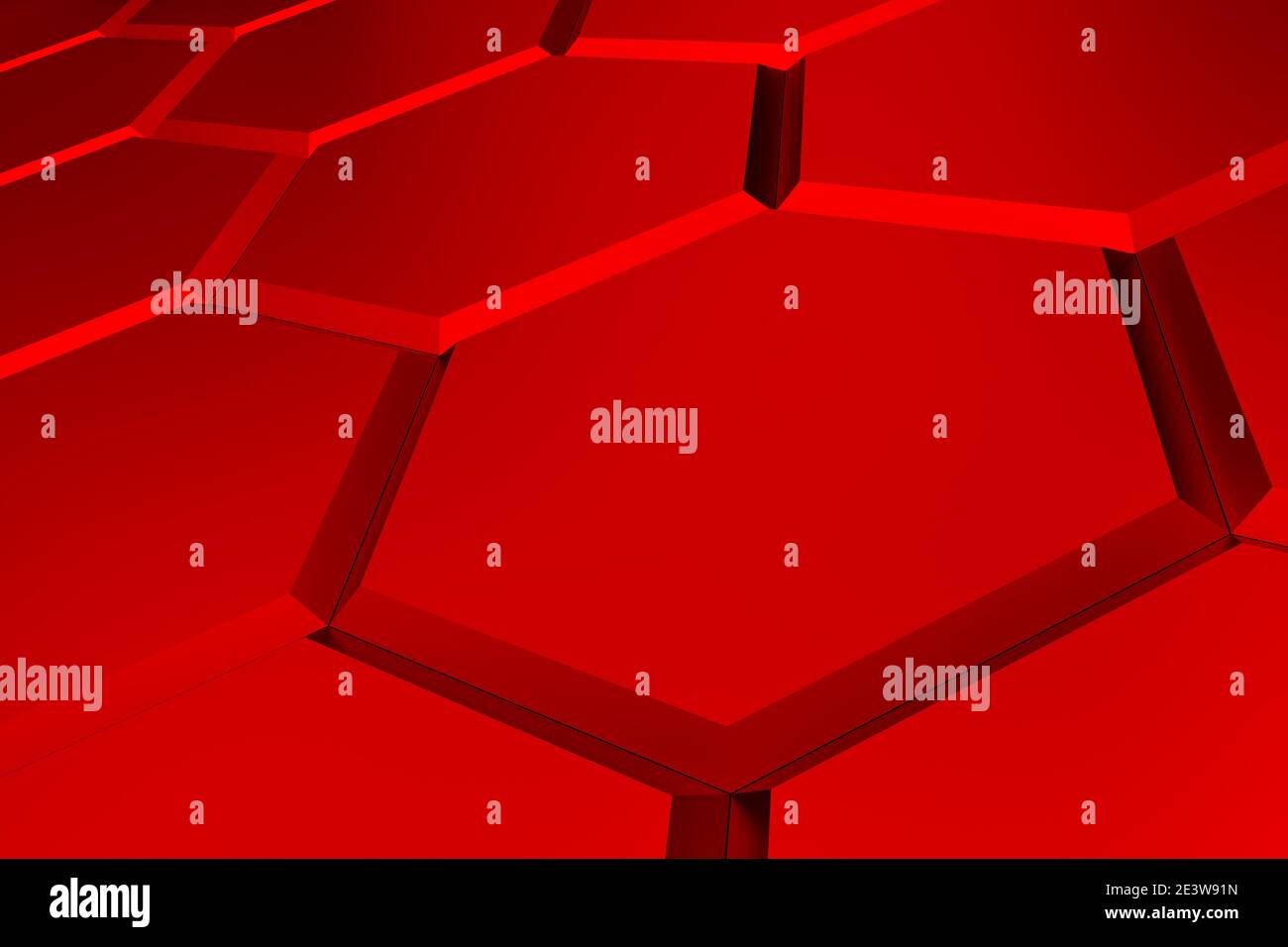 Red hexagon pattern - honeycomb concept. 3D Rendering Stock Photo - Alamy