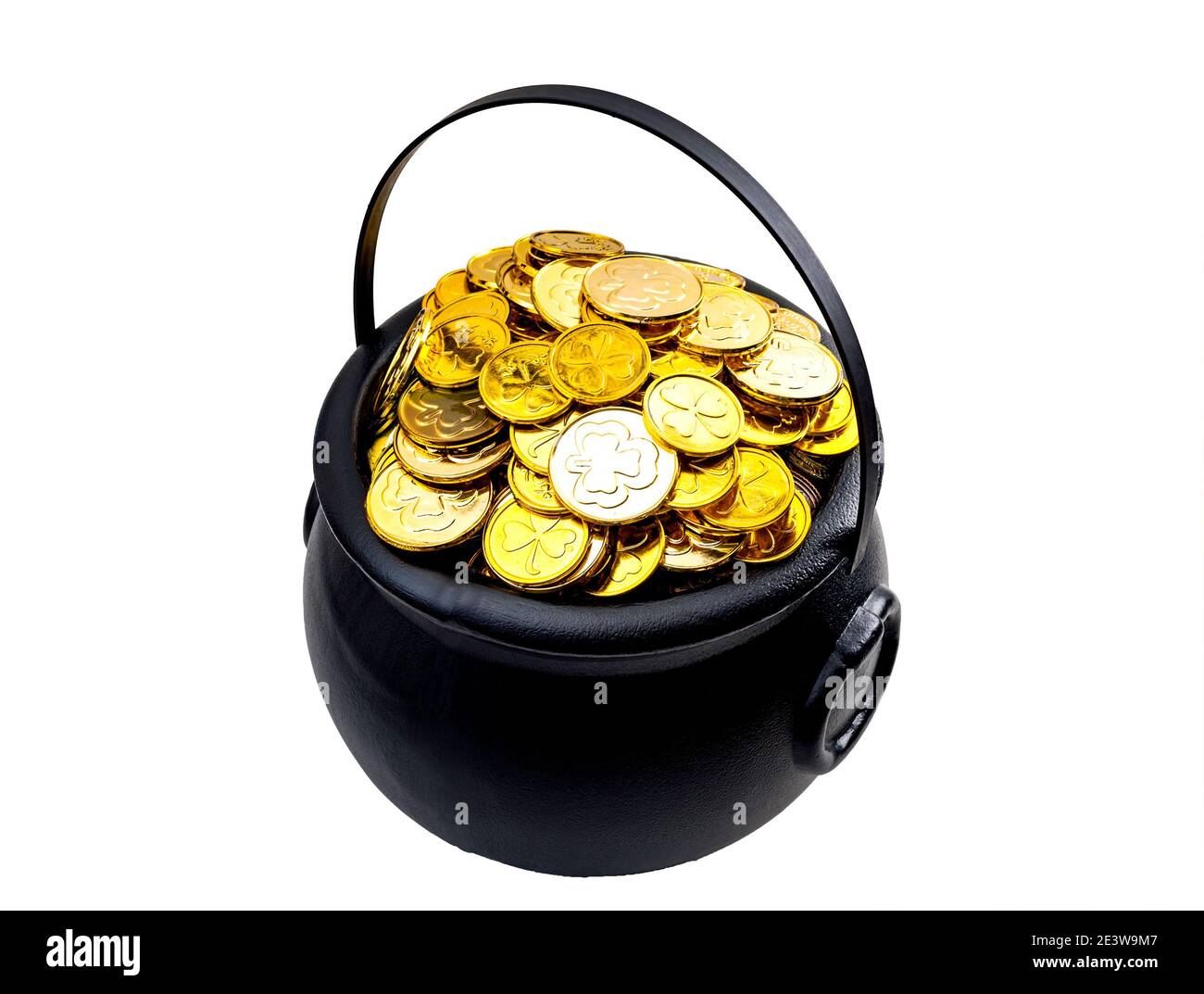 Saint Patrick's Day and Leprechaun's treasure concept with a pot of ...