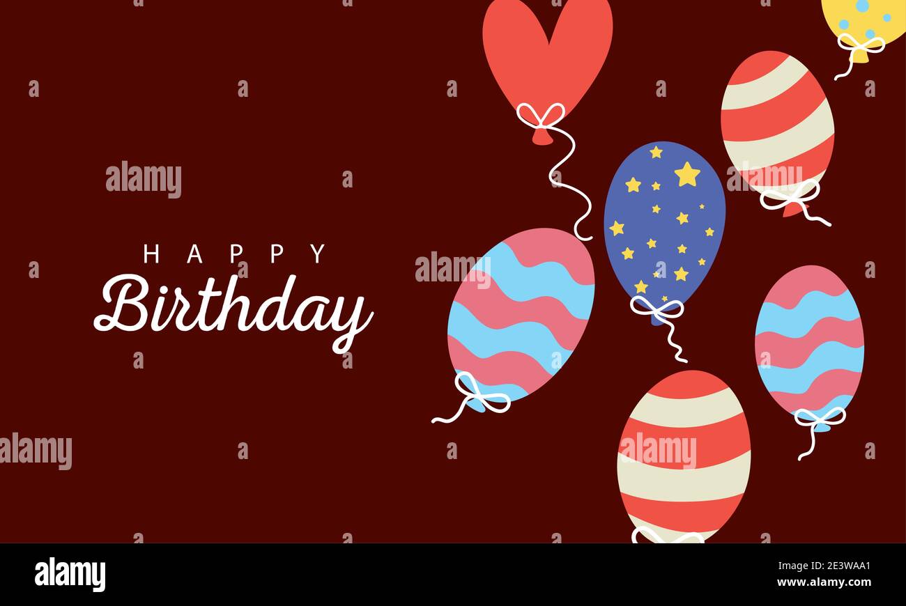 happy birthday balloons helium celebration flat style icons and ...