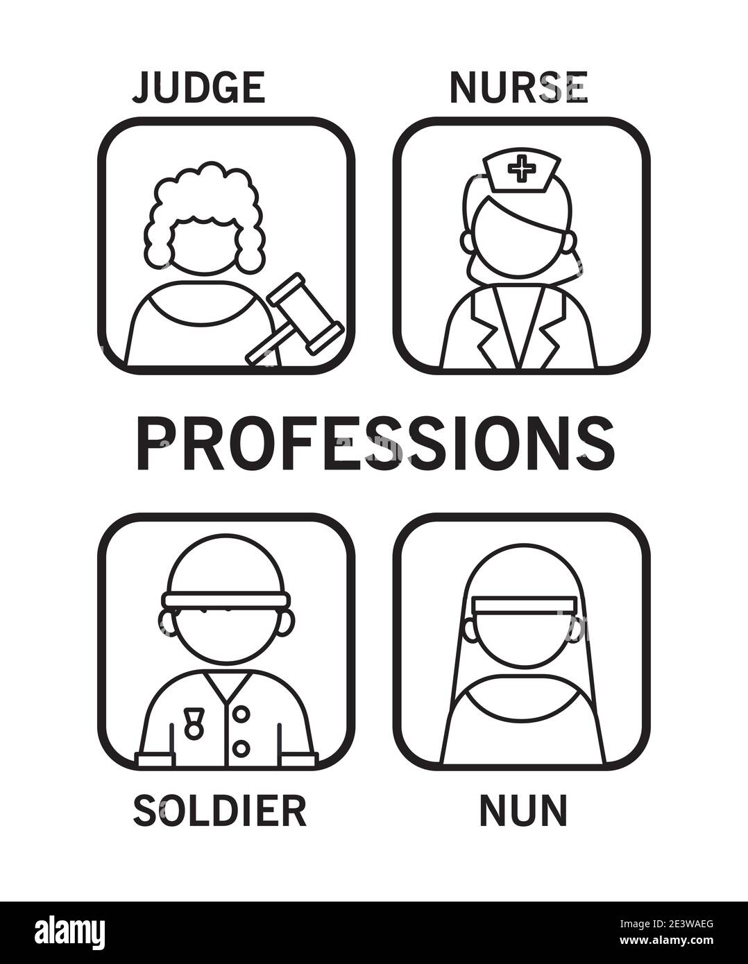 group of four professionals workers with differents occupations and ...