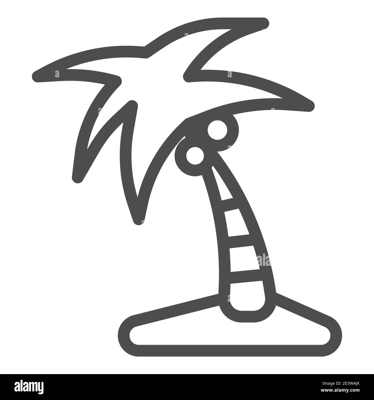 Palm line icon, Summer concept, Palm tree silhouette on island sign on ...