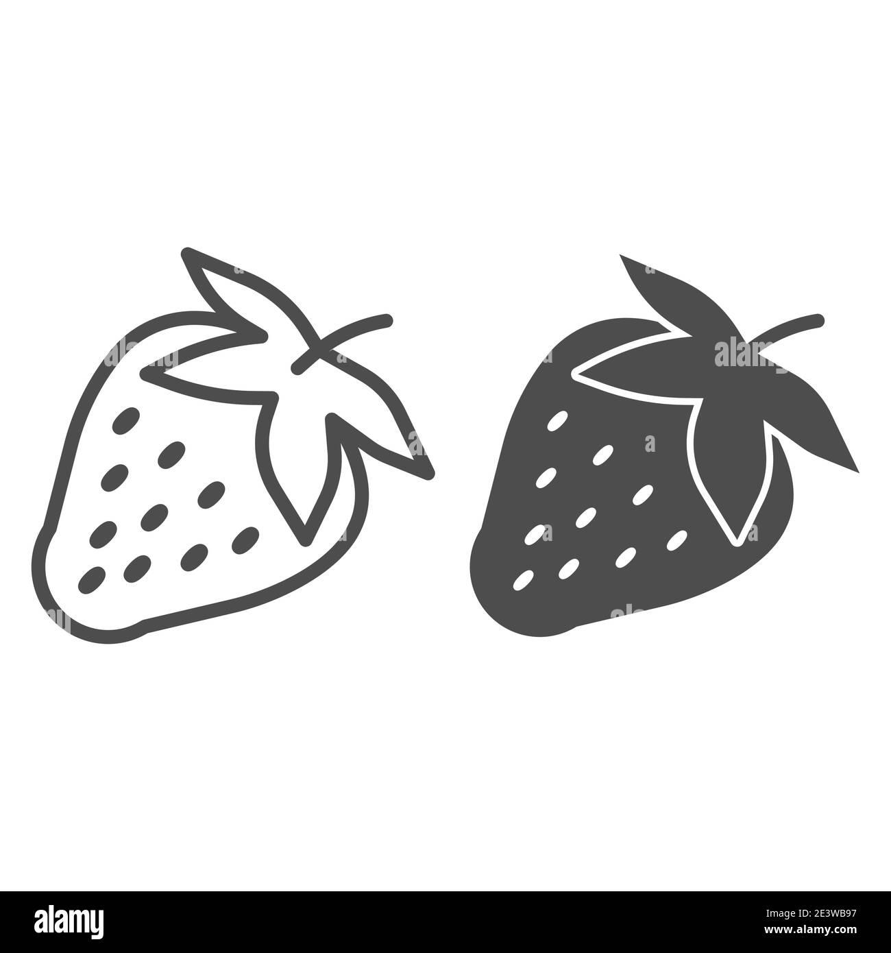 Strawberry line and solid icon, fruits concept, Strawberries sign on ...