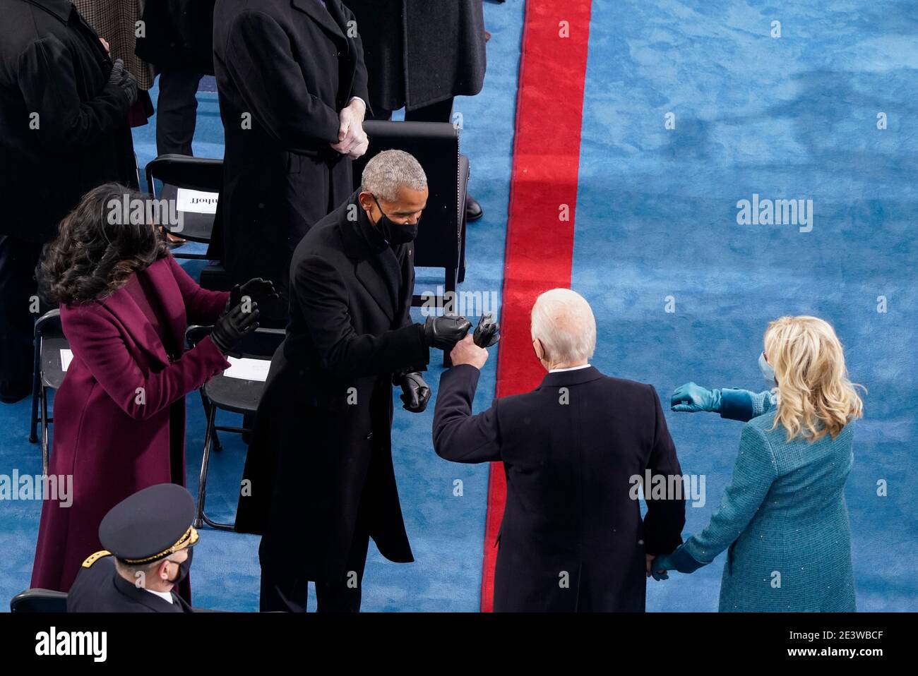 Former President Barrack Obama and Michelle Obama, greeting President ...