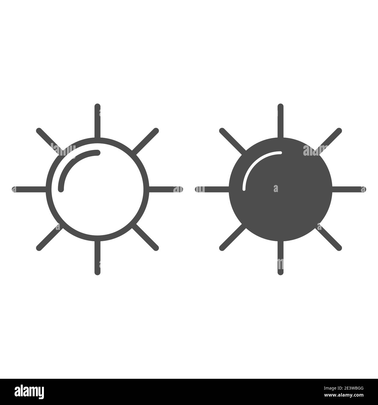 Sun line and solid icon, Summer concept, sunlight sign on white ...
