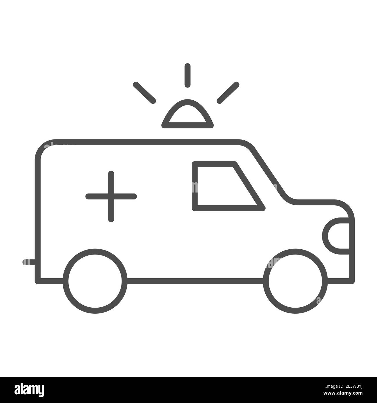 Ambulance car thin line icon, healthcare concept, Emergency vehicle sign on white background ...