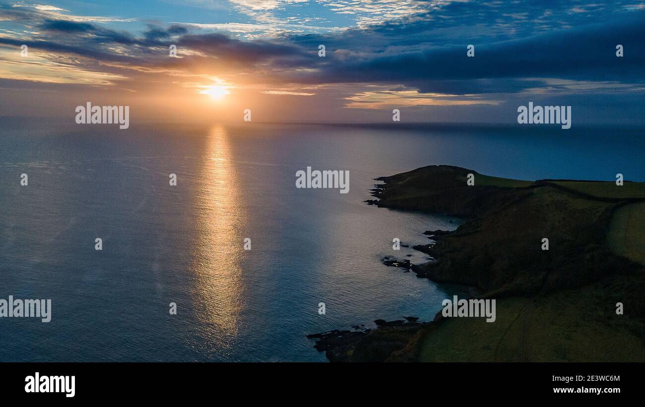 Maenporth Bream Bay Cornwall Sunrise Stock Photo - Alamy