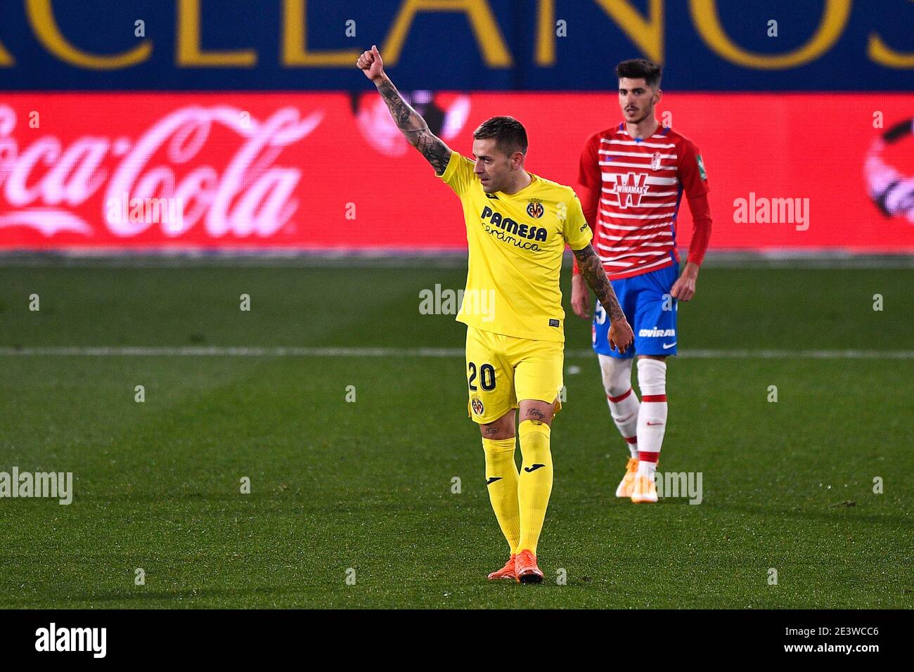 VILLARREAL, SPAIN - JANUARY 20: Ruben Pena of Villarreal CF celebrating ...