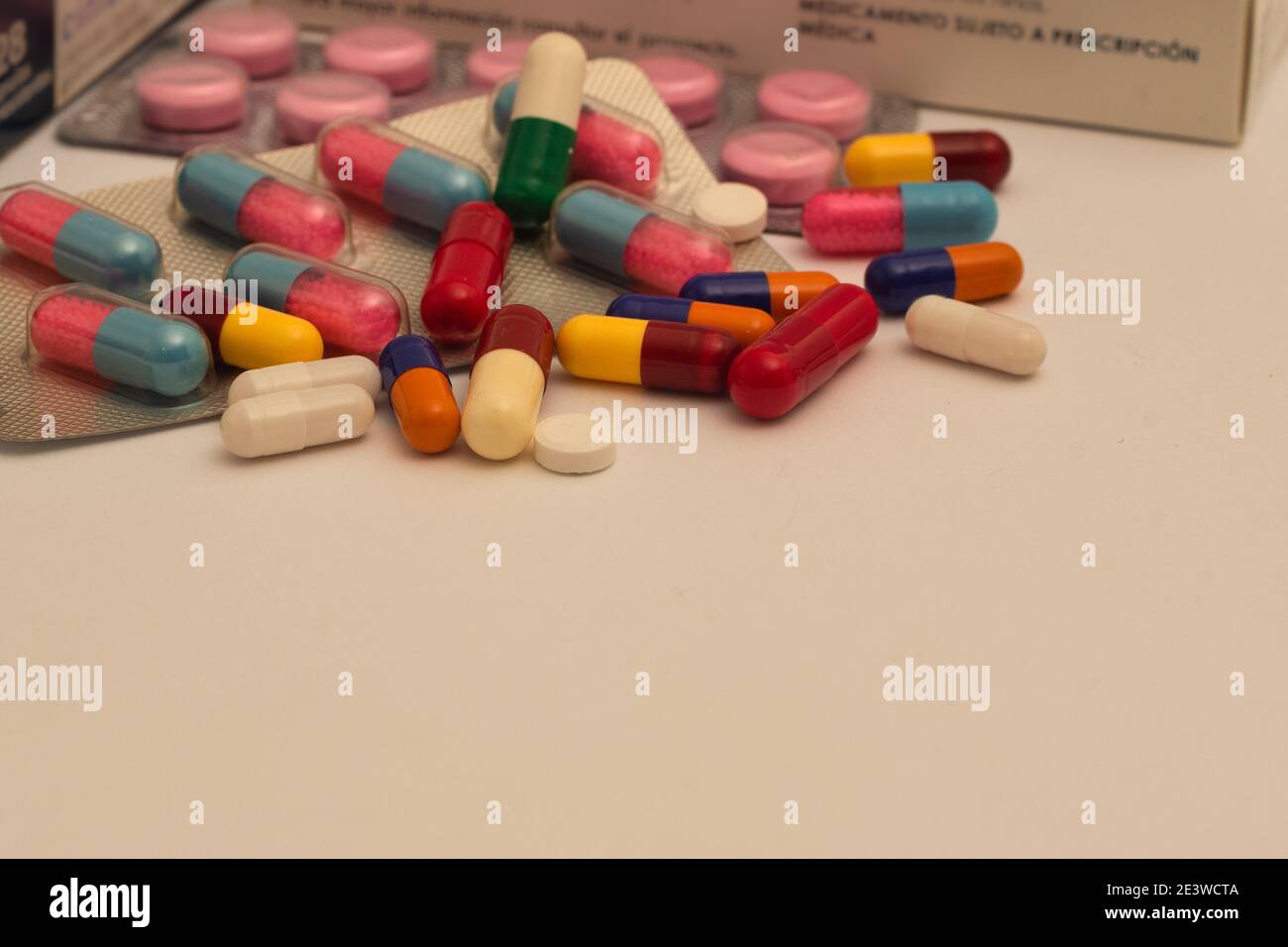 white background health drugs, medicine Stock Photo - Alamy