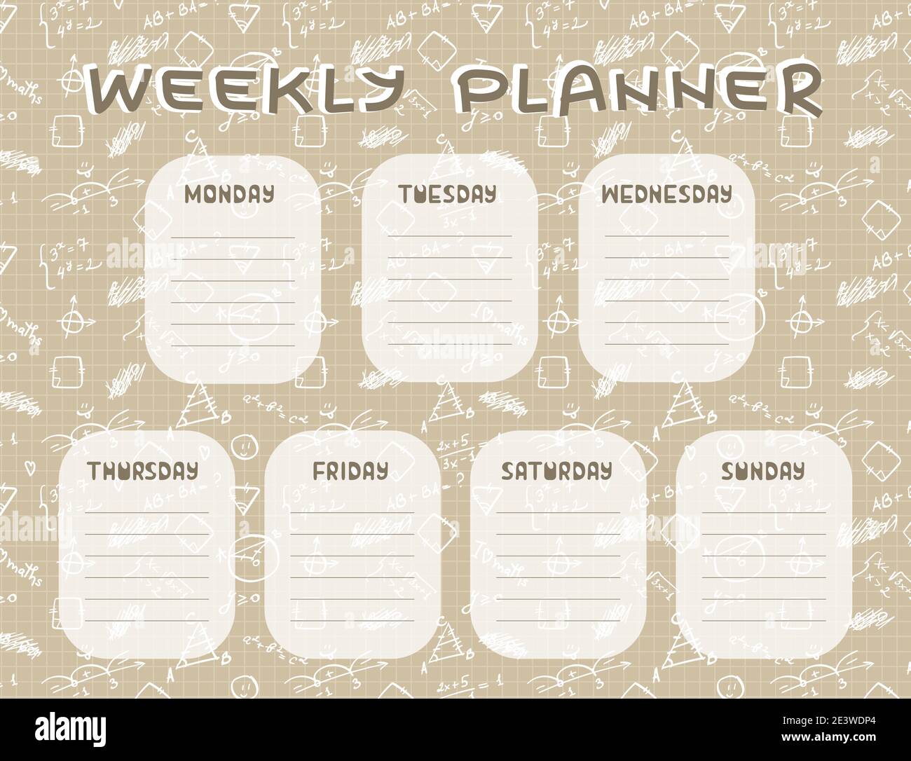 Beige and White Weekly planner on mathematical pattern, which consists ...