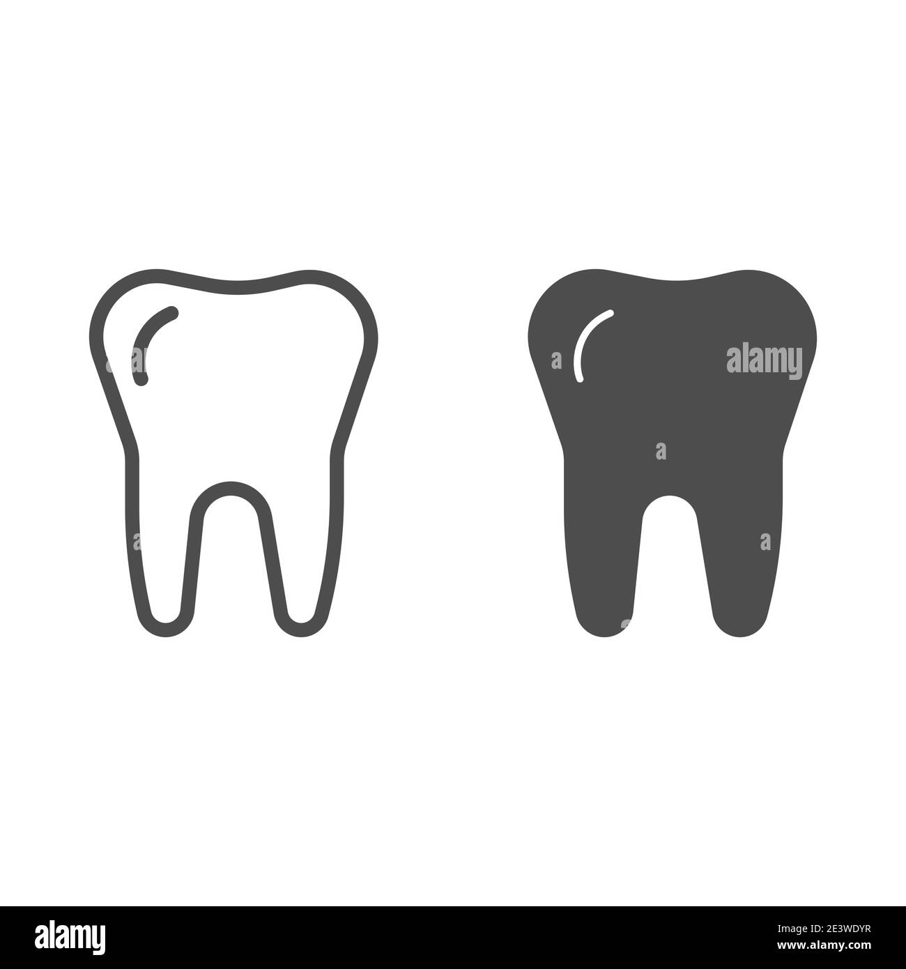 Tooth line and solid icon, dental care concept, clean healthy teeth ...
