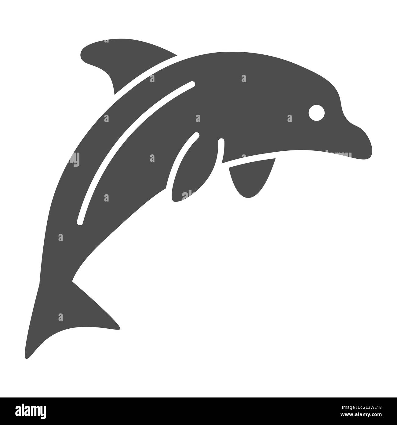 Dolphin solid icon, ocean concept, Dolphin sea animal sign on white ...