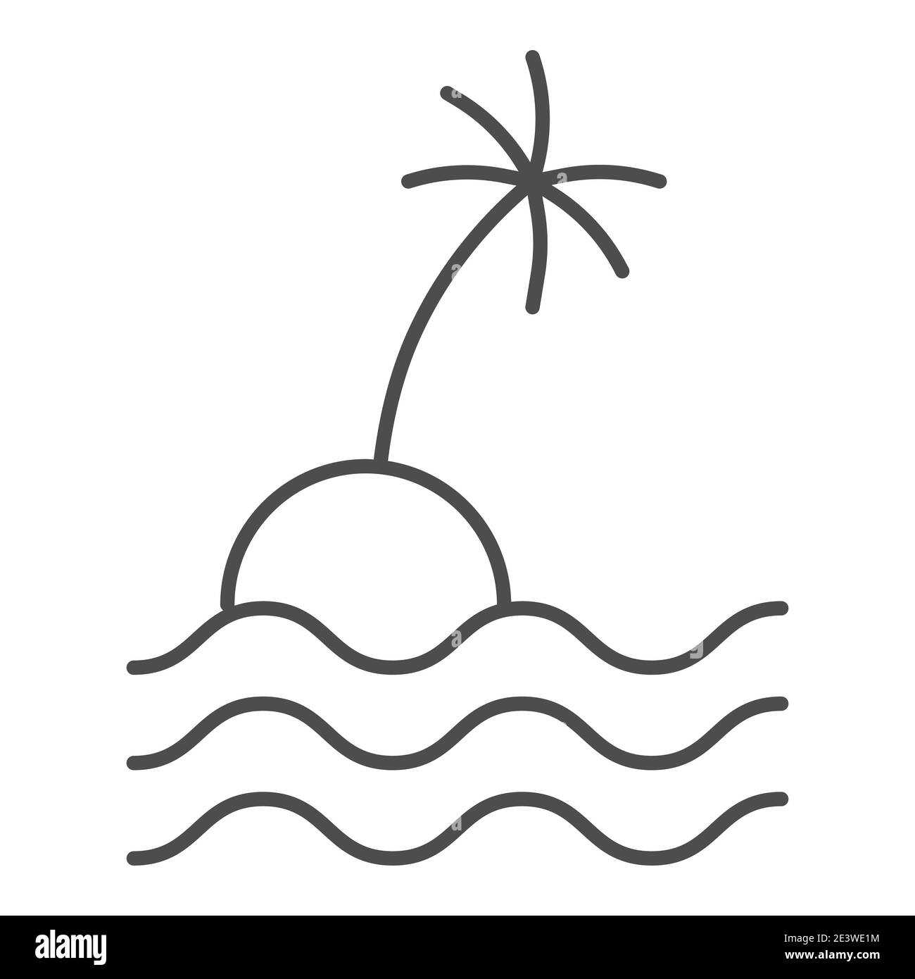 Island with palm thin line icon, ocean concept, tropical island sign on ...