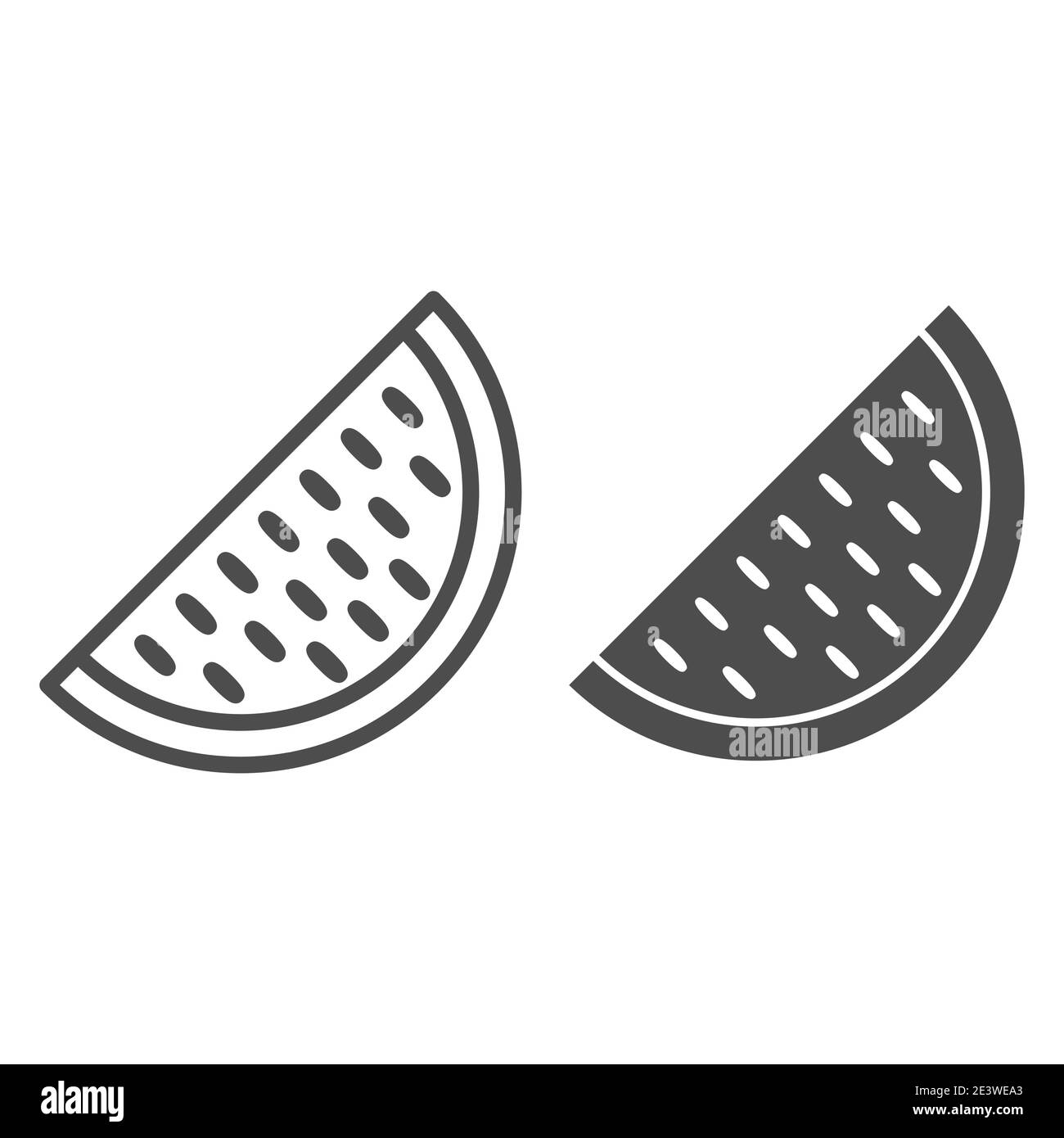 Watermelon line and solid icon, fruits concept, Big watermelon slice ...