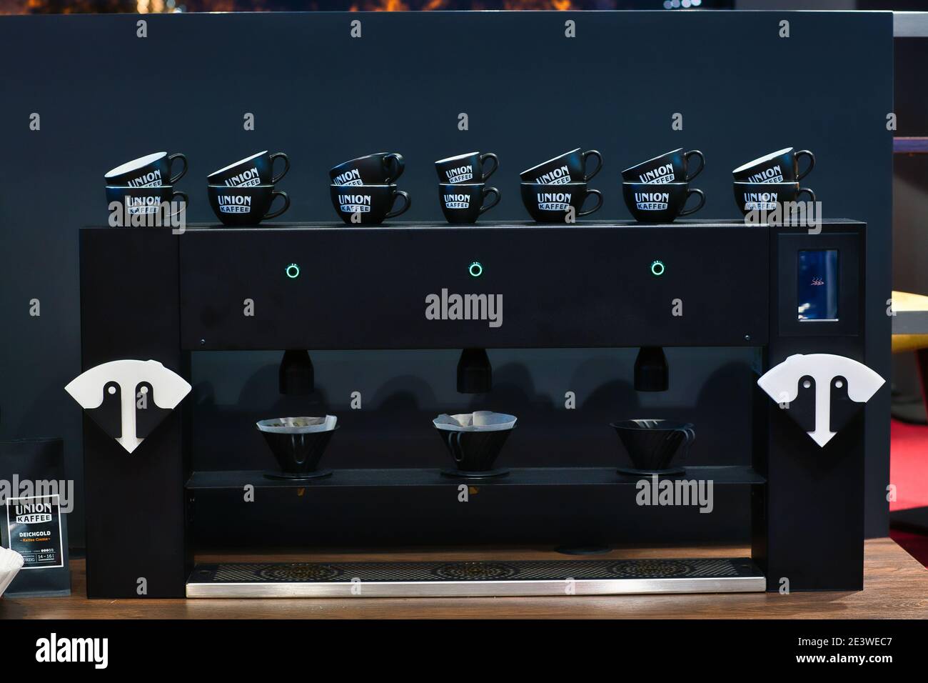 Multiple filter coffee brewing unit Stock Photo - Alamy