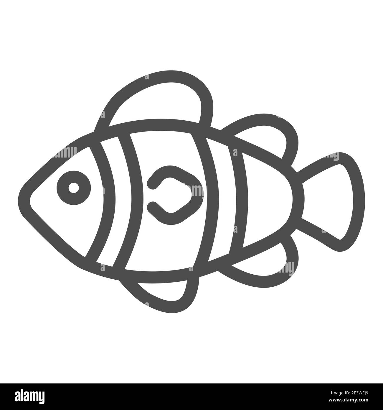 Clown fish line icon, marine life concept, Tropical reef fish sign on ...