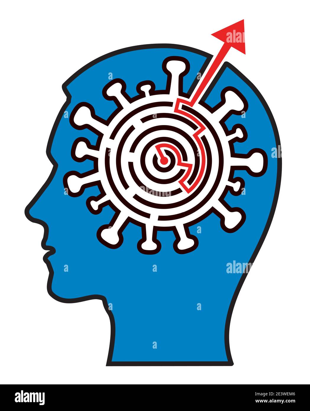 Coronavirus pandemic depression solution, maze concept. Illustration of ...