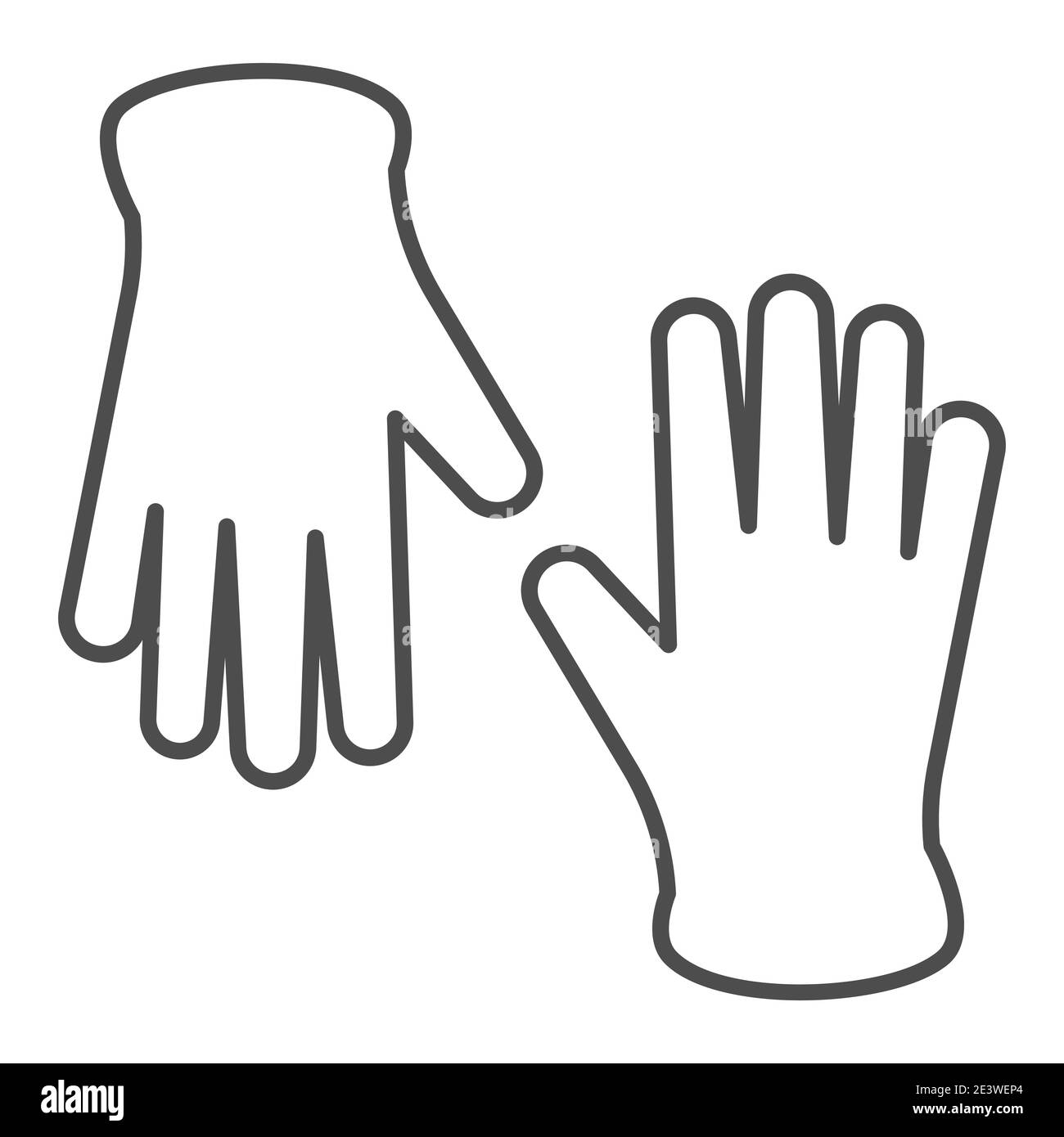 Medical gloves thin line icon, chealthcare concept, pair of surgical latex glove sign on white ...