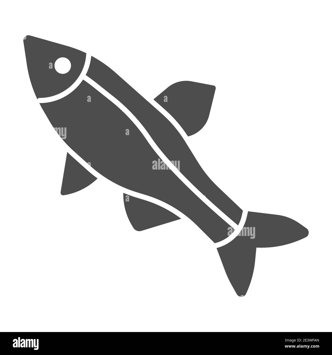 Fish solid icon, ocean concept, little sea fish sign on white ...