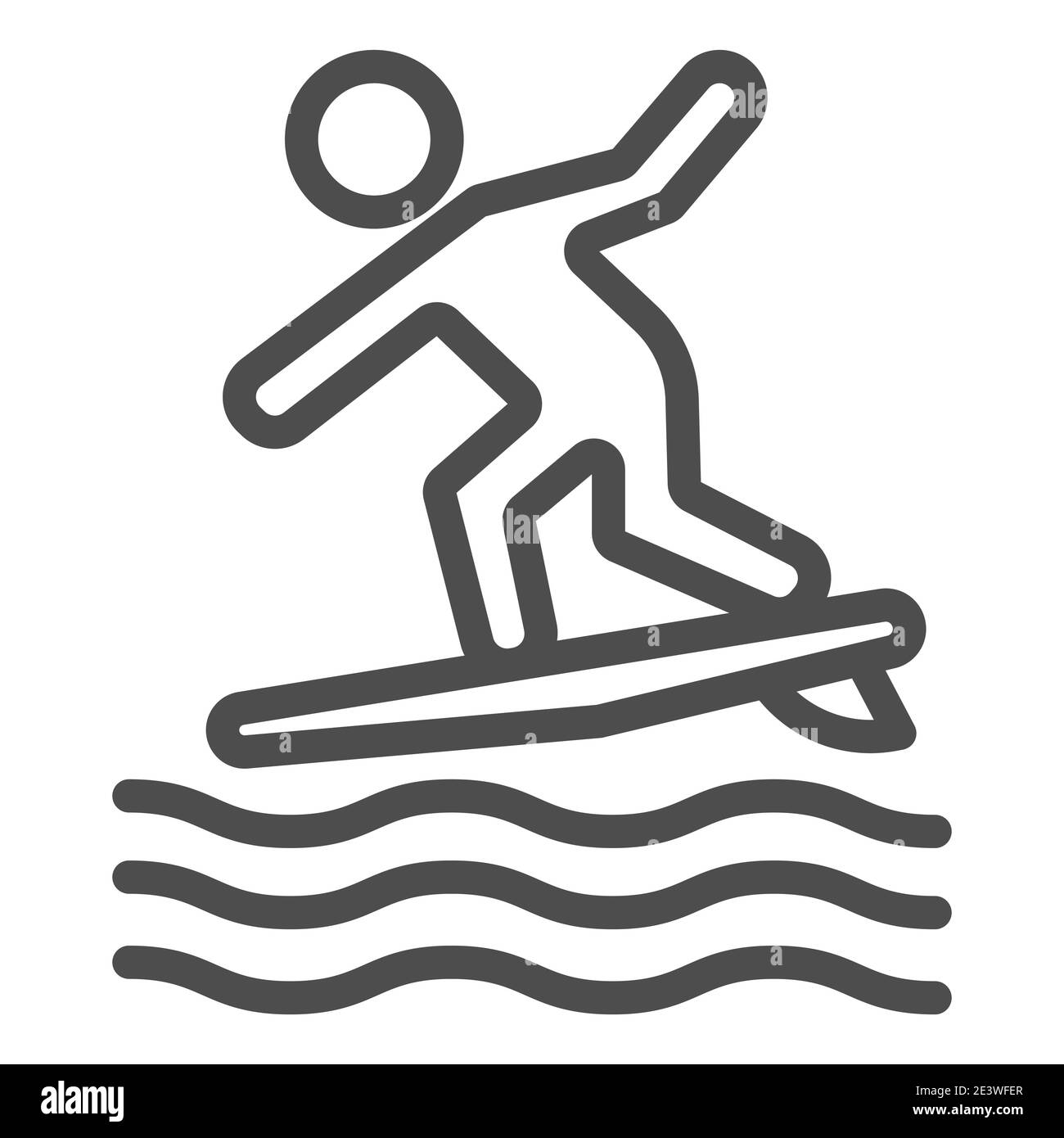 Surfing line icon, Summer water sport concept, Surfer and waves sign on ...