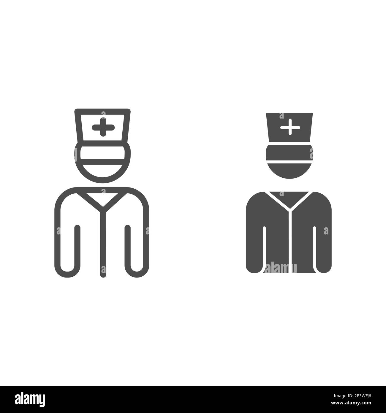 Doctor line and solid icon, healthcare concept, Male practitioner in ...