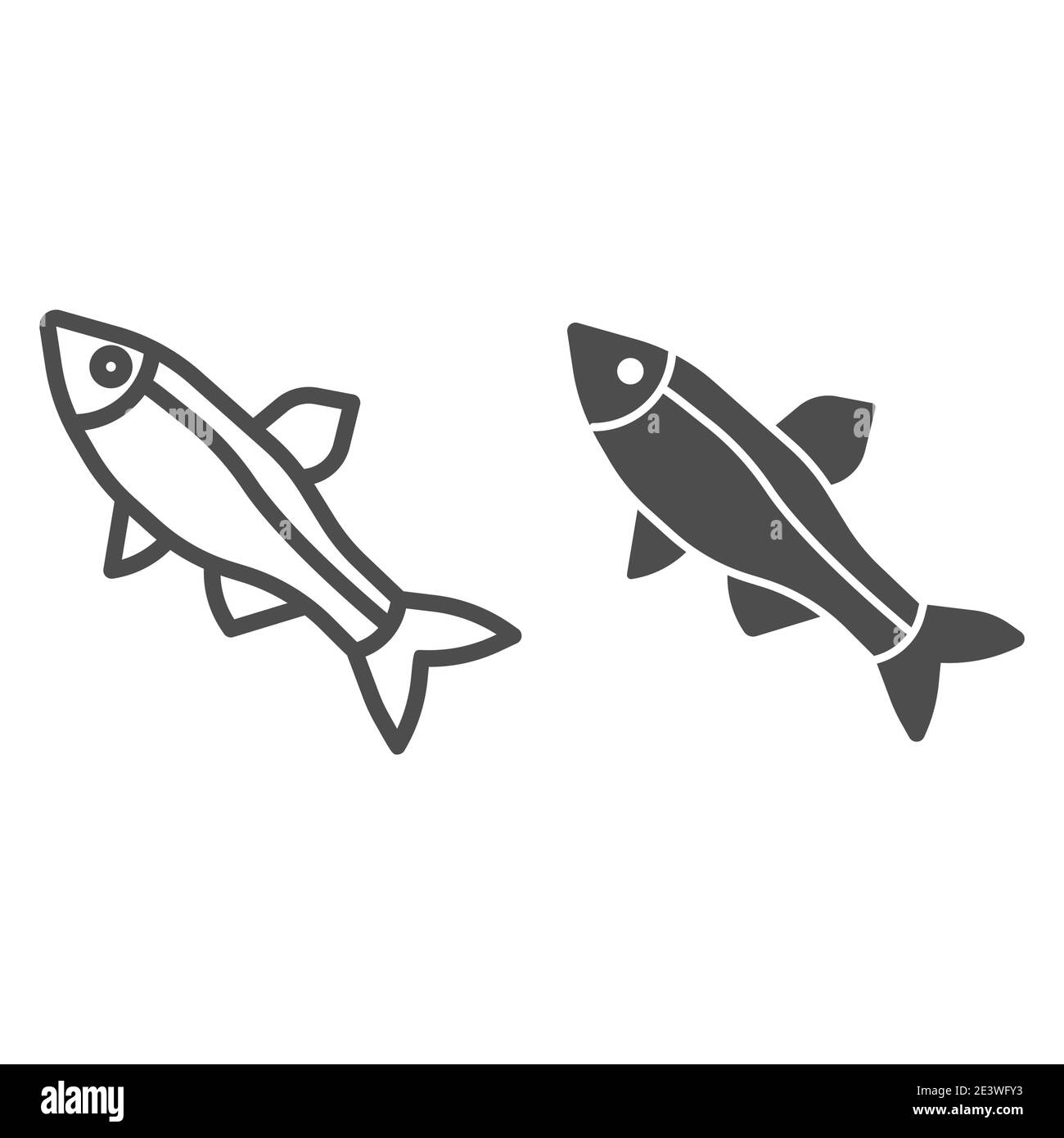 Fish line and solid icon, ocean concept, little sea fish sign on white ...