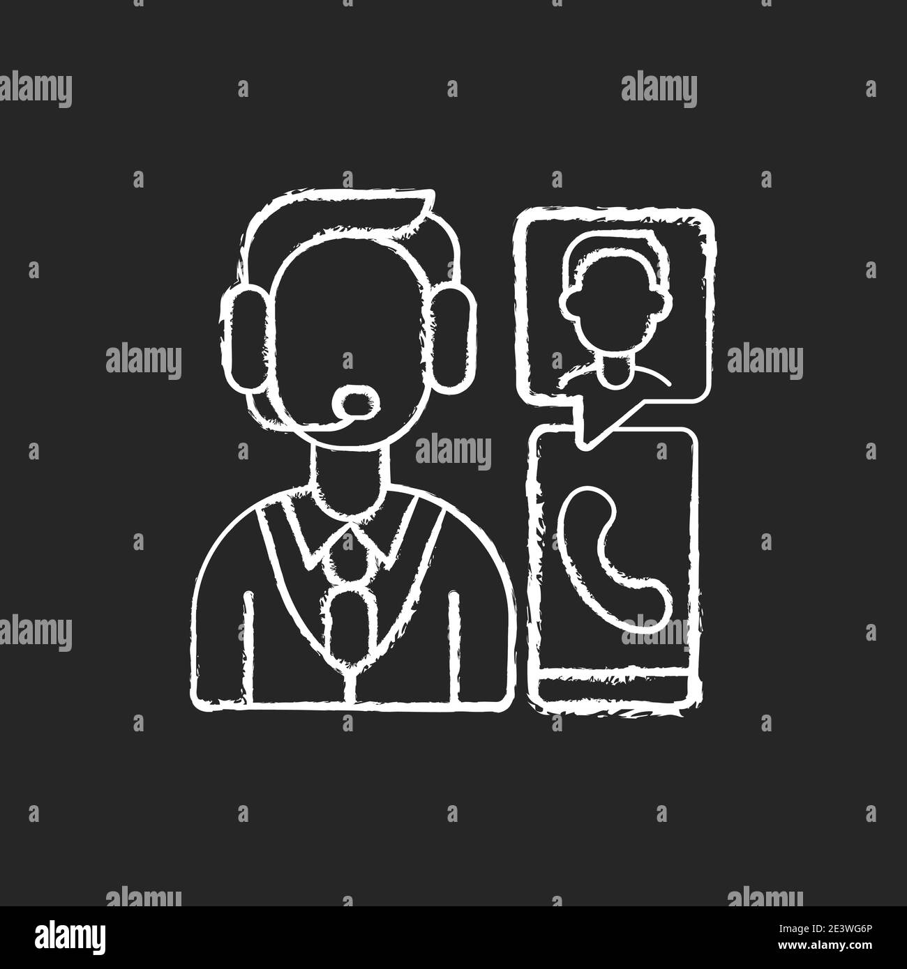 Customer service department chalk white icon on black background Stock ...